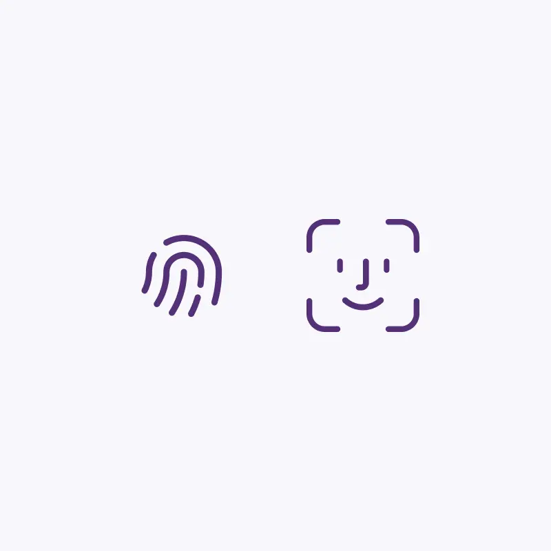 A fingerprint and a face ID.